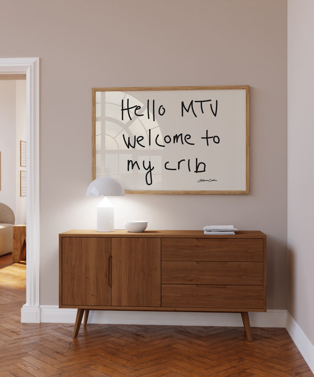 Hi Mtv Welcome To My Crib Horizontal Print Mid Century Print Aesthetic Wall Art Bauhaus Print