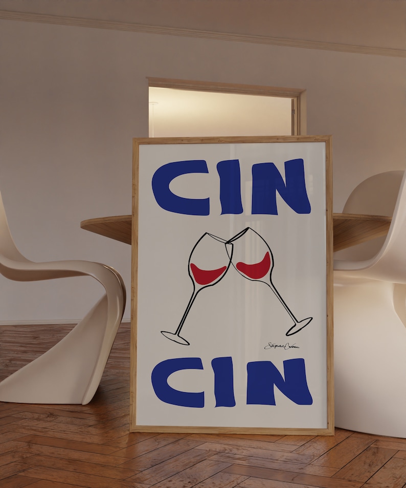 Cin Cin Print Retro Wine Print Bar Cart Art Retro - Etsy Australia