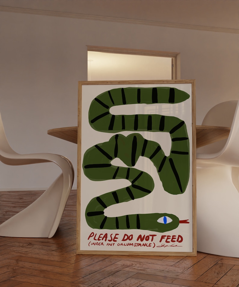Stampa "Non dare da mangiare al serpente", arredamento di metà secolo ...