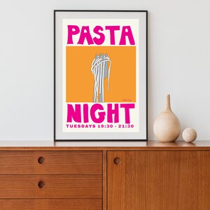 Pasta Night Poster Spaghetti Poster Food Print Modern - Etsy