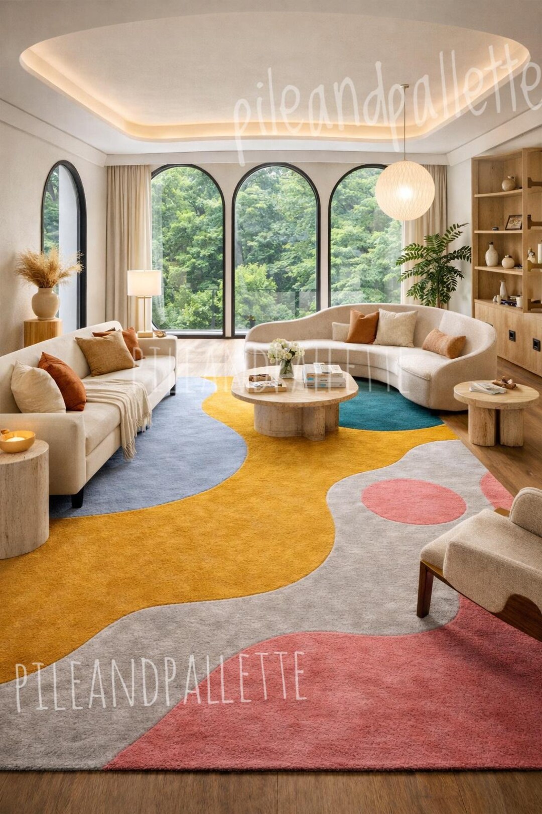 Modern Abstract Hand Tufted Rug, Colorful Woven Area Rug, Contemporary ...
