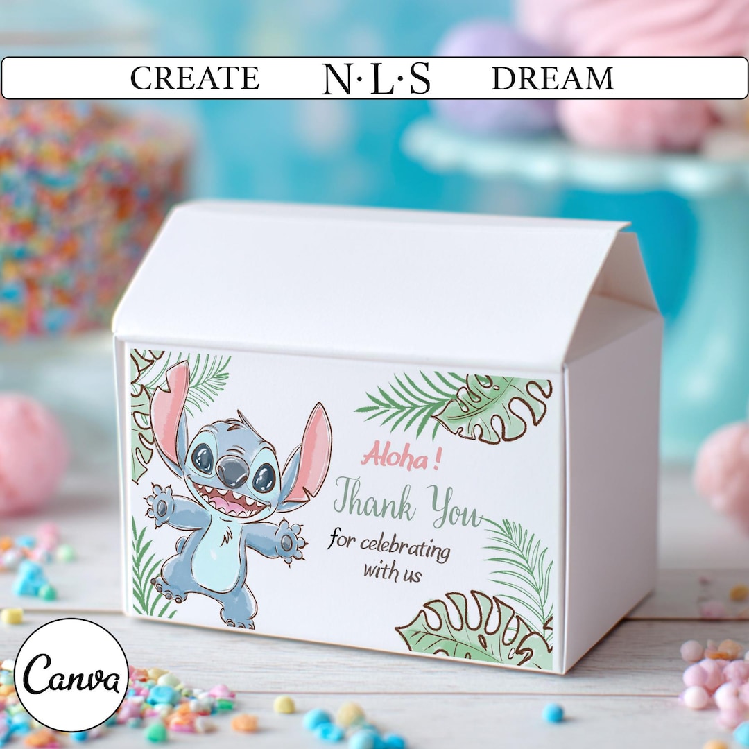 Stitch Gift Tag | Stitch Art Editable Canva Template | Stitch Party ...