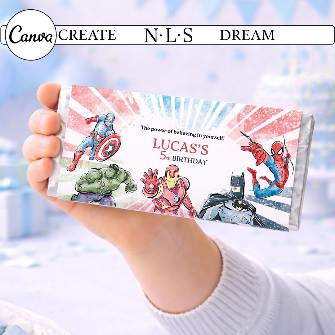 Label Chocolate Heroes, Superheroes Label Chocolate Bar Wrapper ...