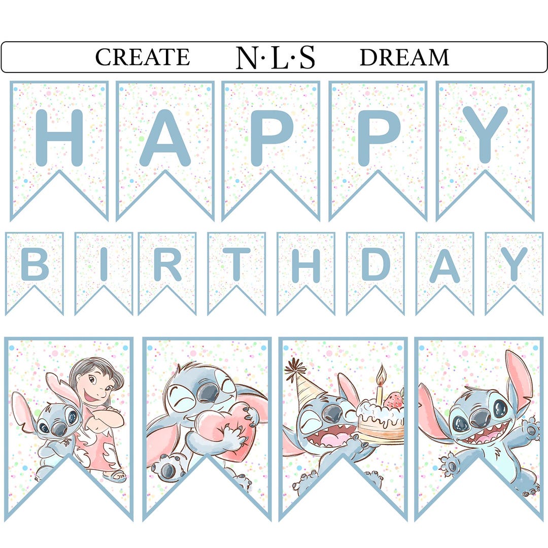 Stitch Birthday Banner | Tropical Party Garland (digital Download) - Etsy