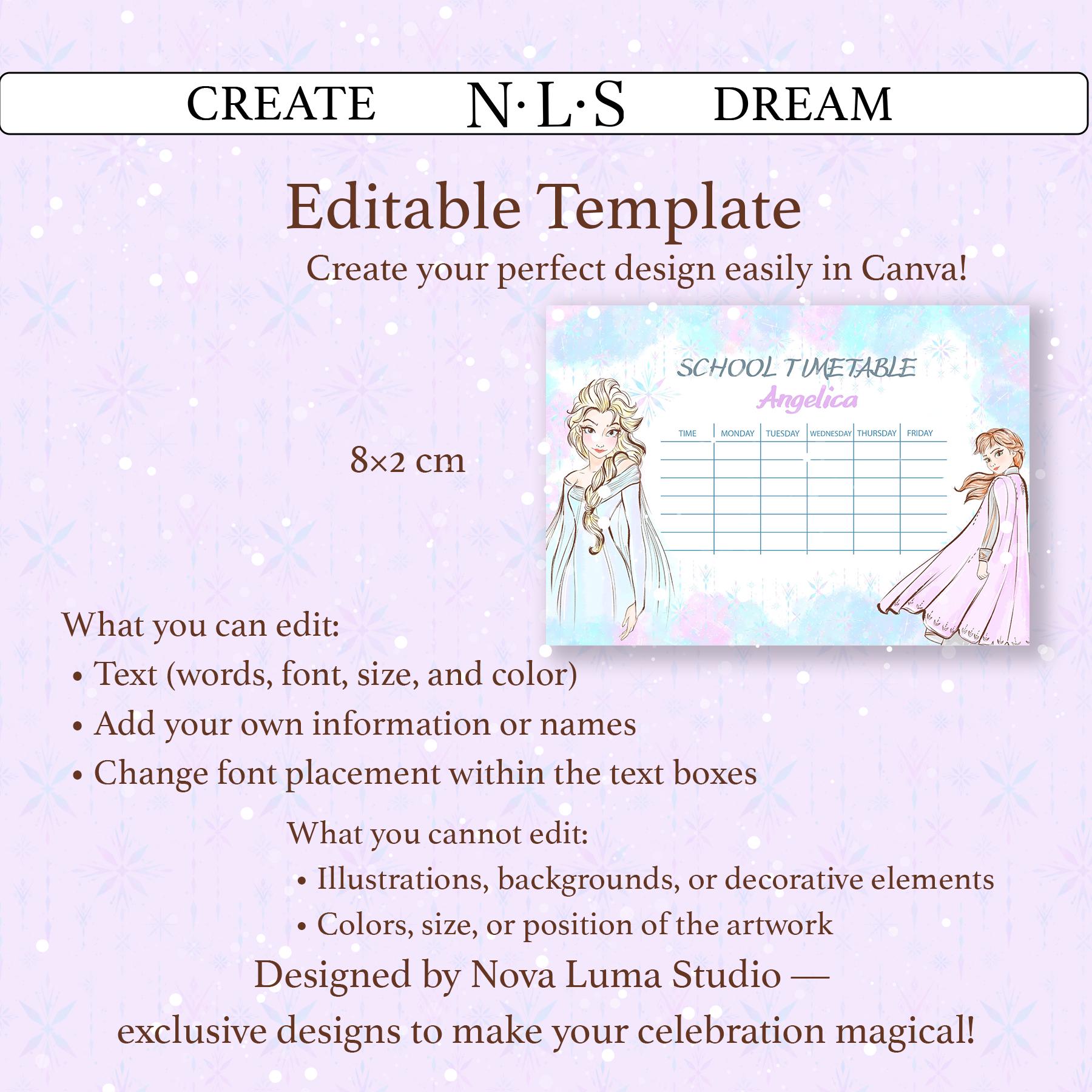Frozen Printable Timetable, Student Planner (digital Download) - Etsy