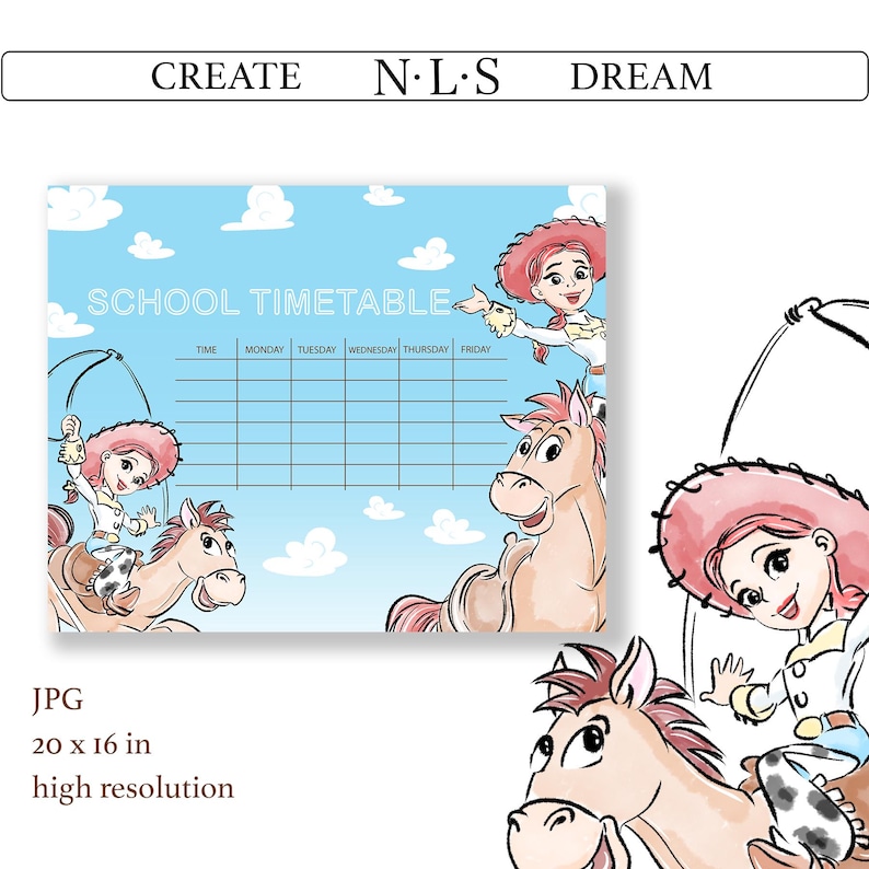 Toy Story Inspired School Timetable for Kids | Printable Class Schedule ...