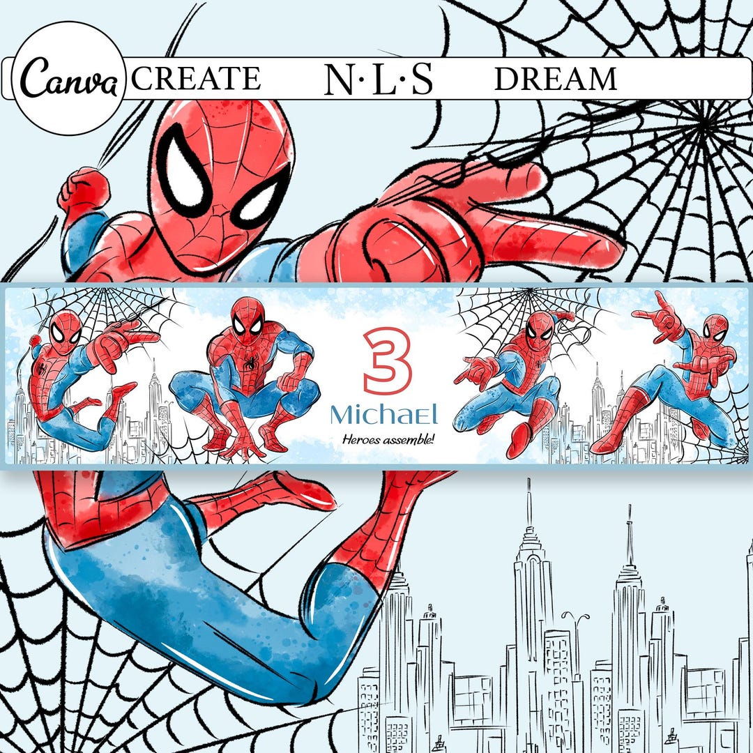 Spider Man Bottle Label | Editable Canva Template | Personalized ...