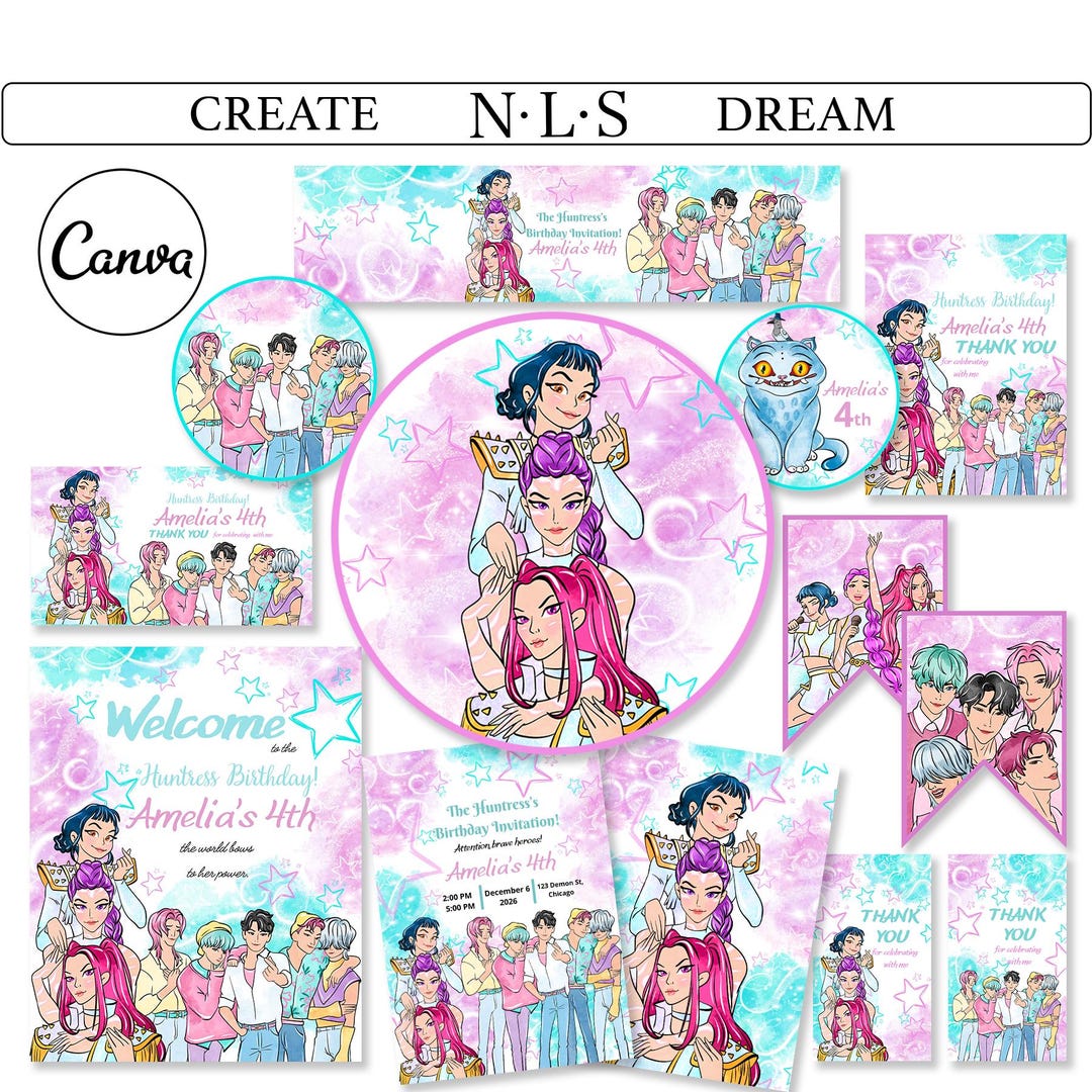 Huntrix Demon Birthday Set Decor | Hunt Demon Huntrix Party Kit ...