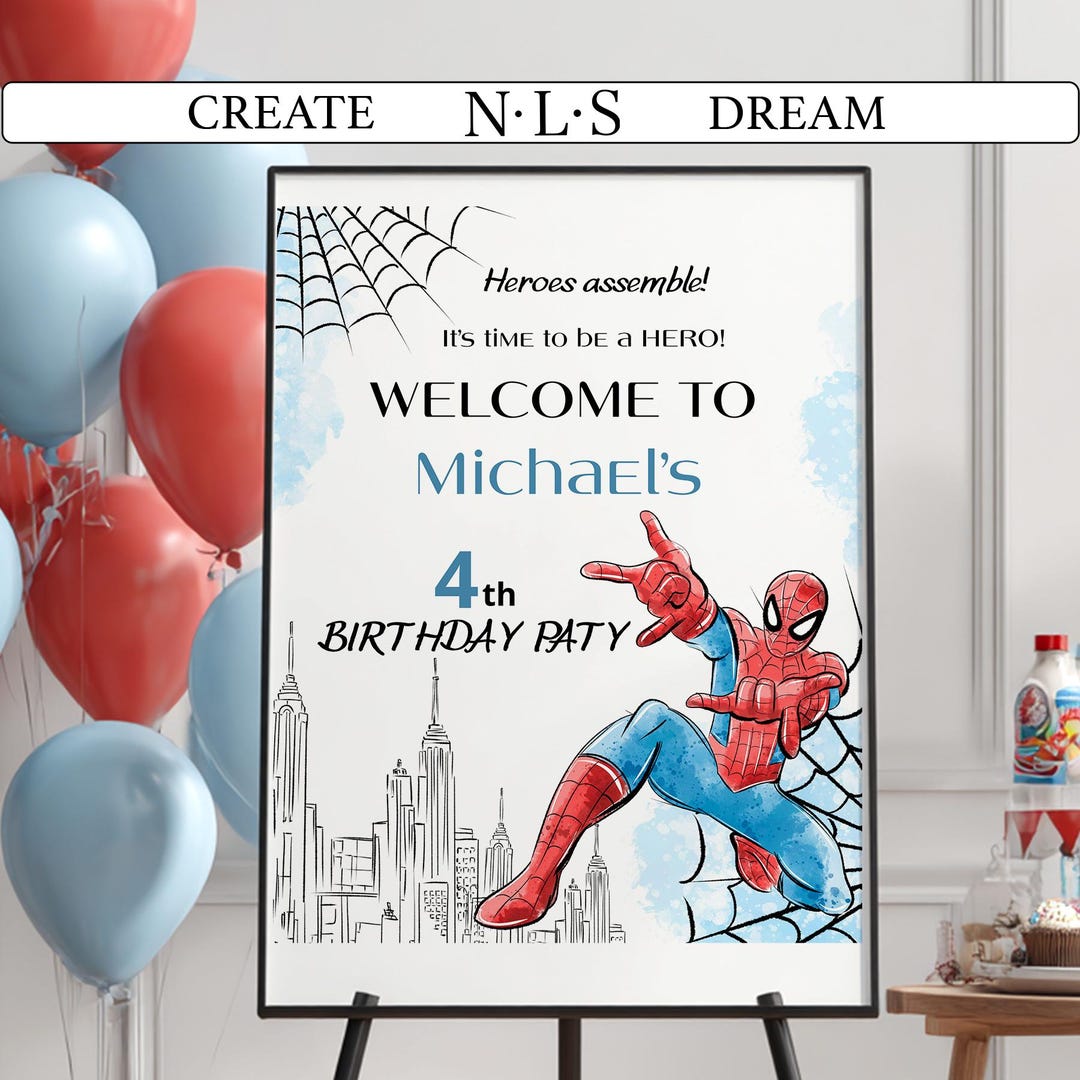 Superhero Birthday Welcome Sign | Spiderman Party Sign | Personalized ...