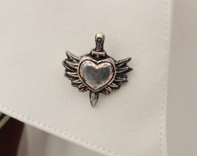 Winged Heart Pin Broken Heart Tie Tack I Love You Steampunk Unisex Gift ...