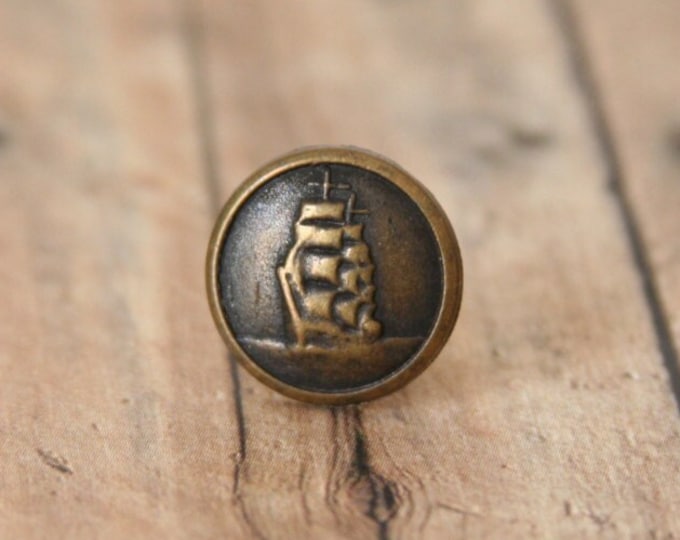 Pirate Ship Tie Pin Nautical Lapel Pin - Made With a Metal Button - Etsy
