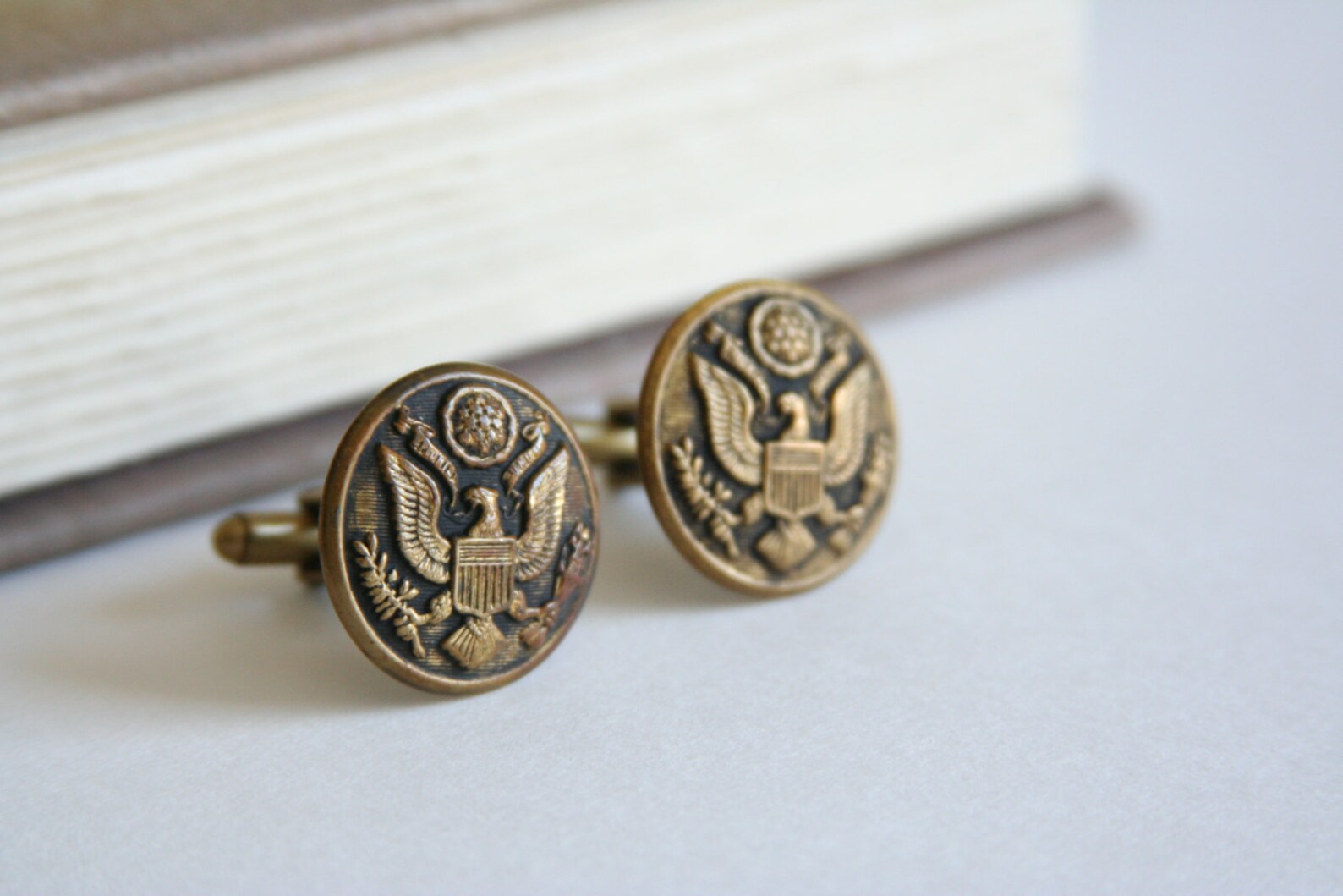 US Army Cuff Links Military Cufflinks Eagle America - Made With Vintage ...