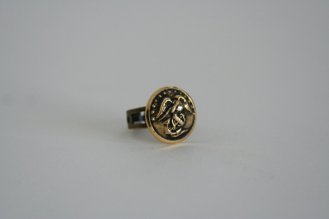 Marine Ring Military Eagle Anchor and Globe Ring - Made From a Vintage ...