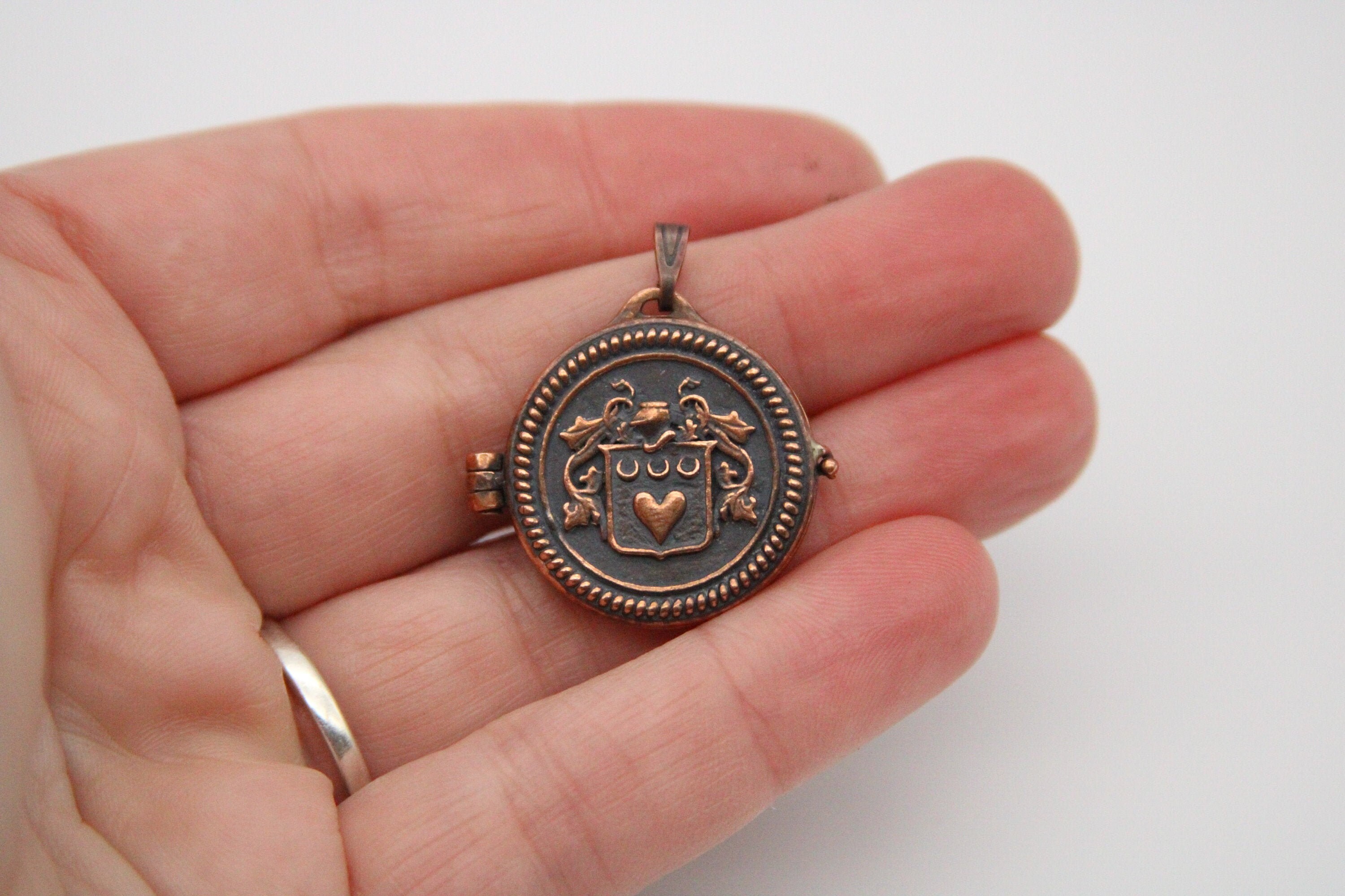 Personalized Family Crest Locket Coat of Arms Pendant READ | Etsy