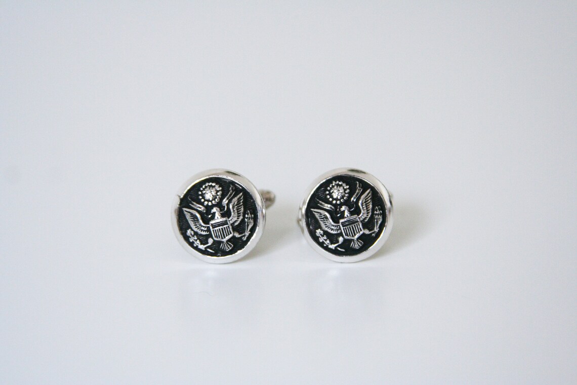 US Army Cuff Links Military Cufflinks Eagle America made | Etsy