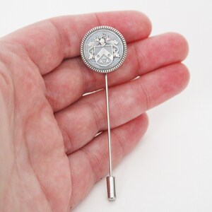 Family Crest Stick Pin Shield Coat of Arms Sterling Silver Gift for Him ...
