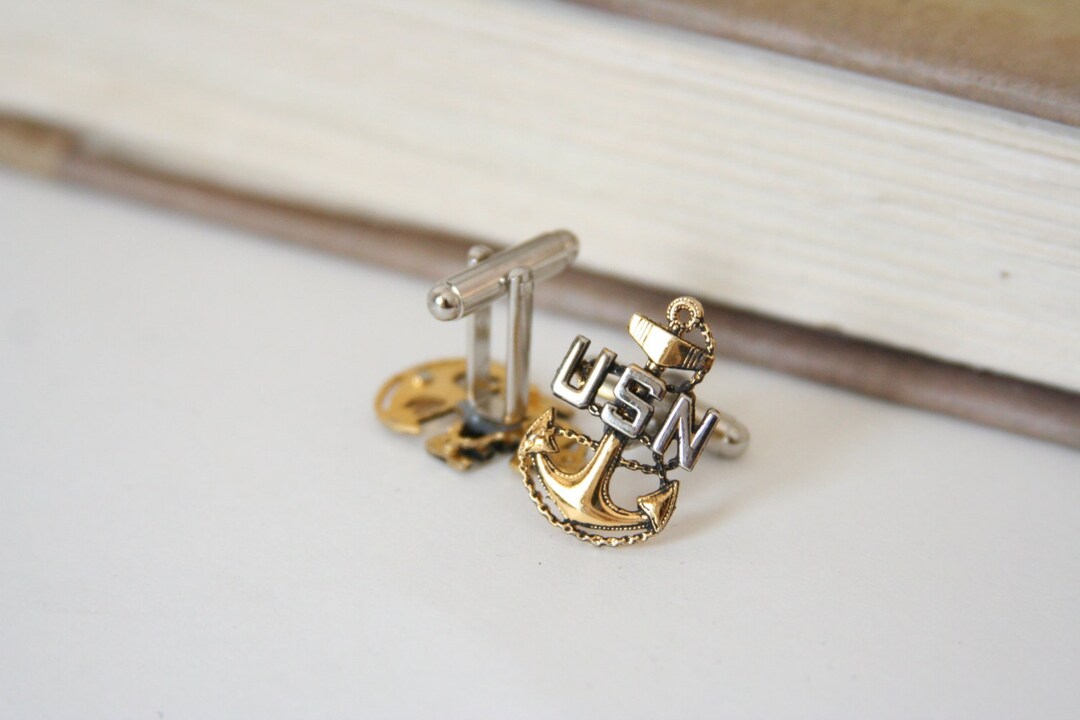 US Navy Cufflinks USN Anchor Cuff Links Military Gifts for Him Naval ...
