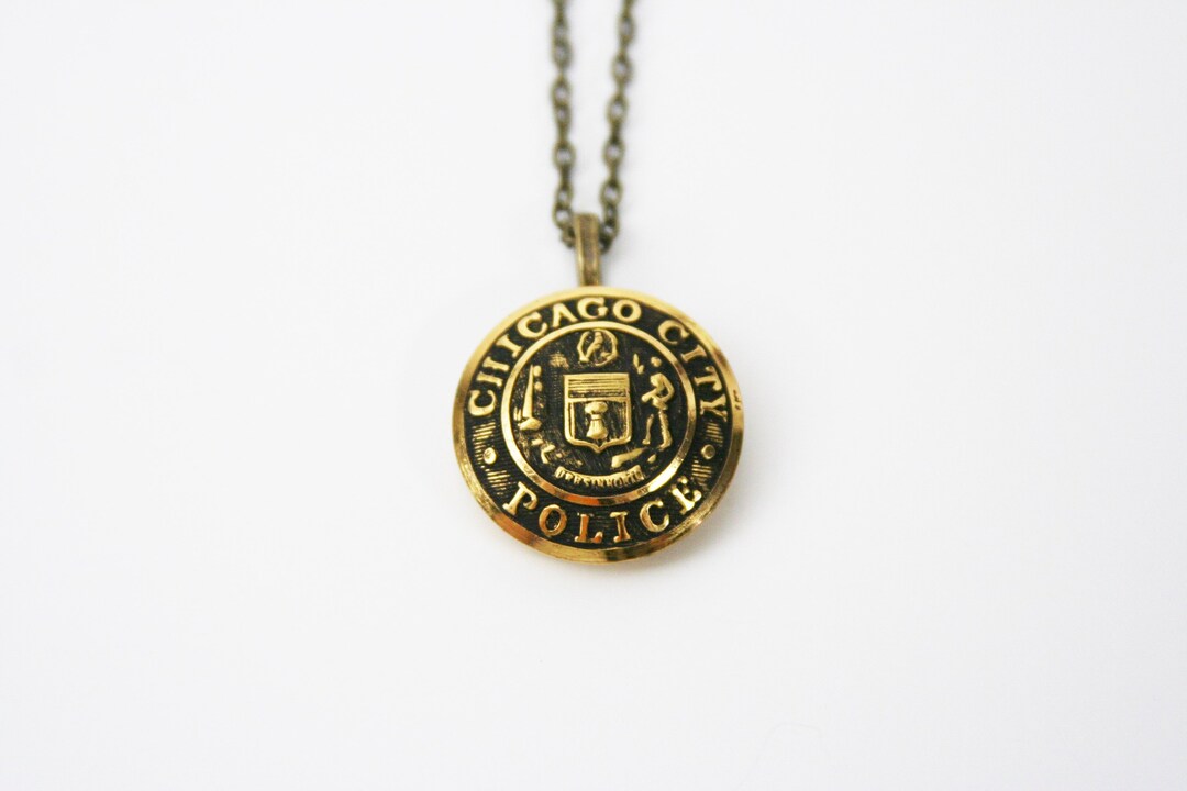 Chicago Police Brass Button Necklace: City Seal Pendant - Etsy