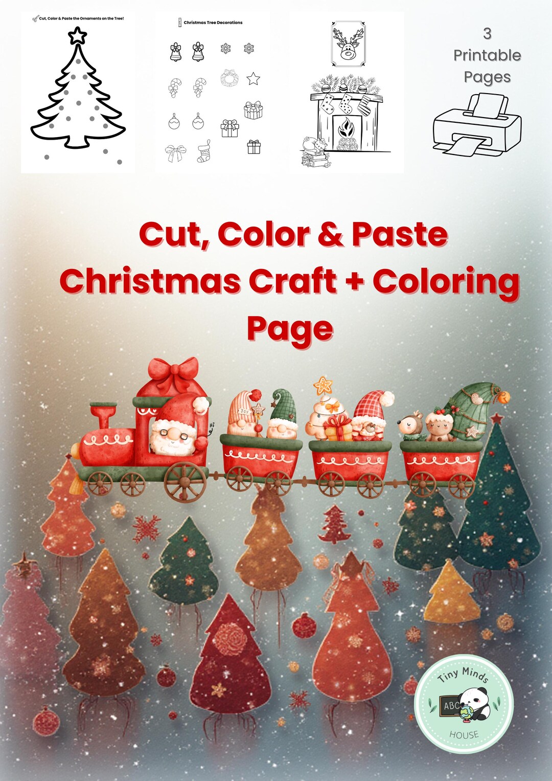 Christmas Tree Cut, Color & Paste Activity | 3 Printable Pages ...