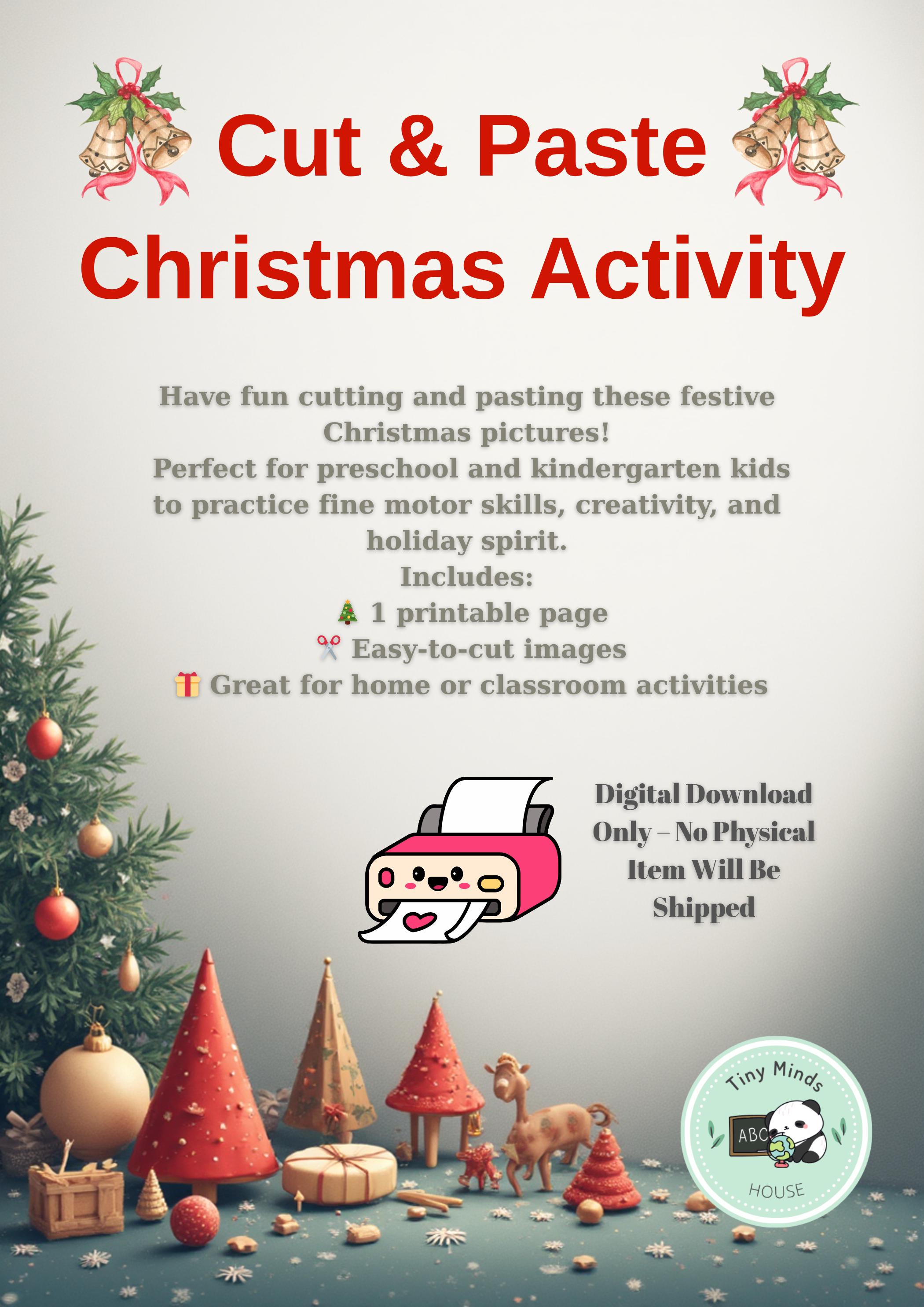 Holiday Cut & Paste Activity | Christmas Printable Worksheet ...