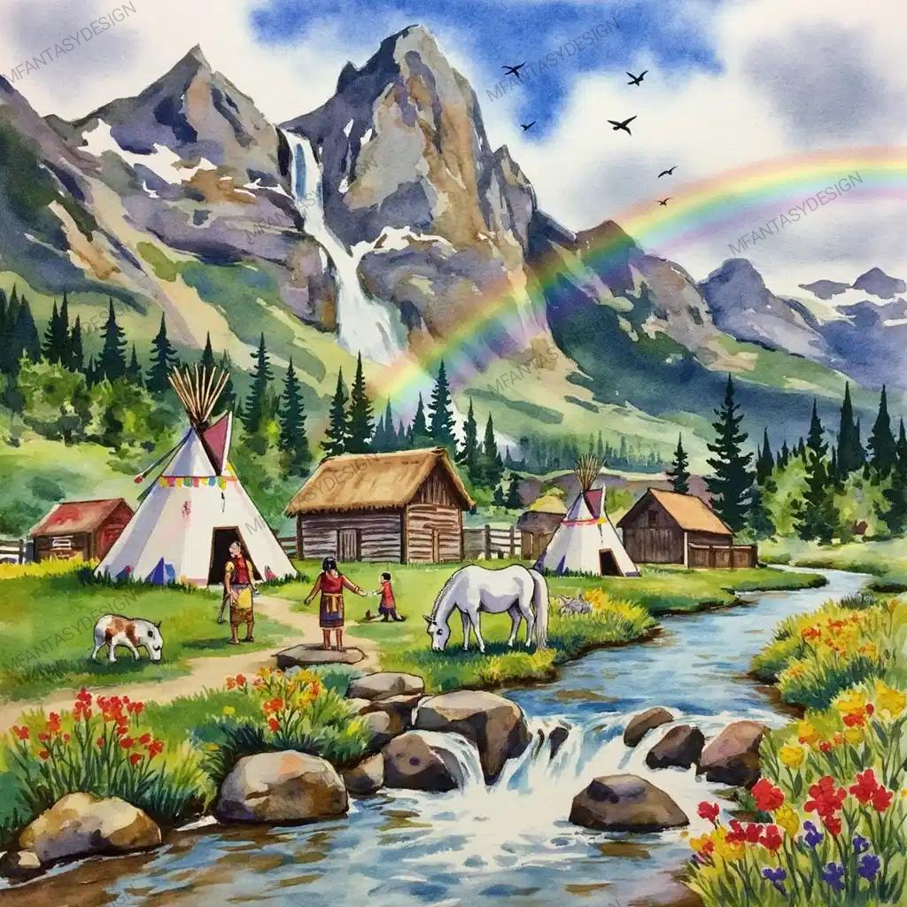 Native American Portraits in Watercolor Style: Settled Fantasy ...