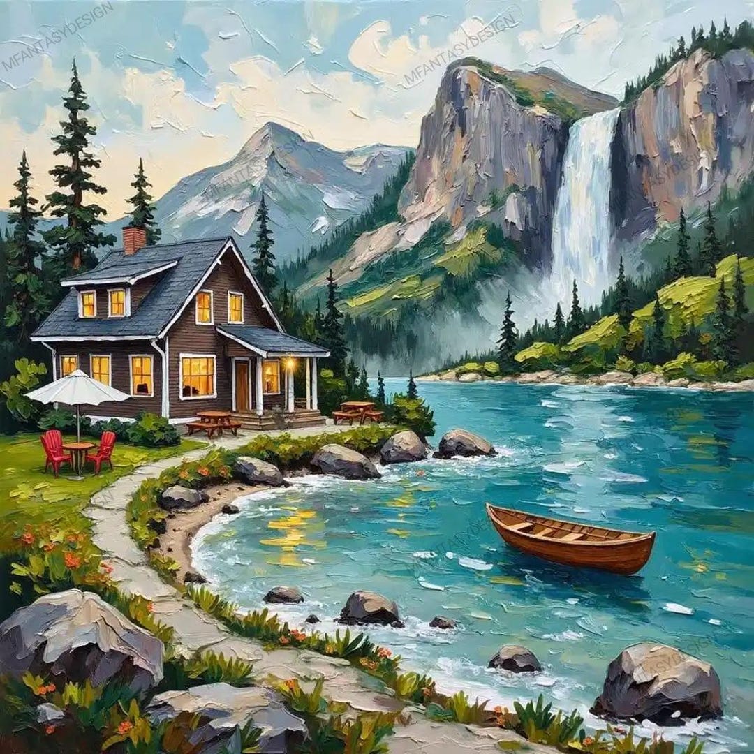 Impasto Oil Painting: Fantasy Island House Digital Design (4096x4096 ...