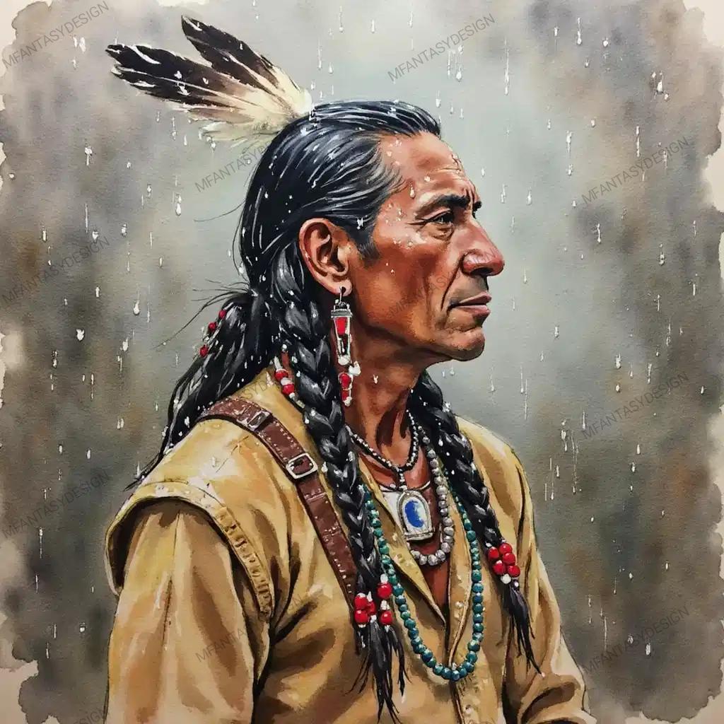 Native American Portraits in Watercolor Style: Profile Picture Fantasy ...