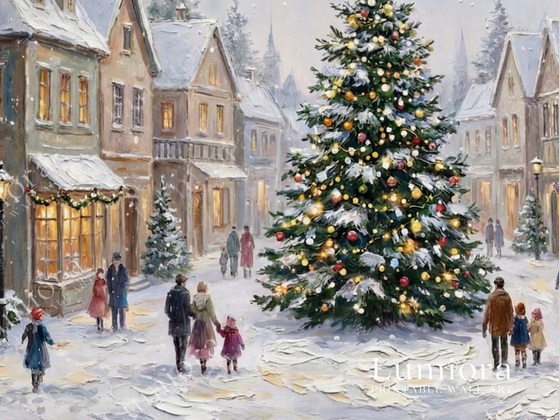 Samsung Frame TV Art Christmas | Vintage Winter Village Scene | Cozy ...