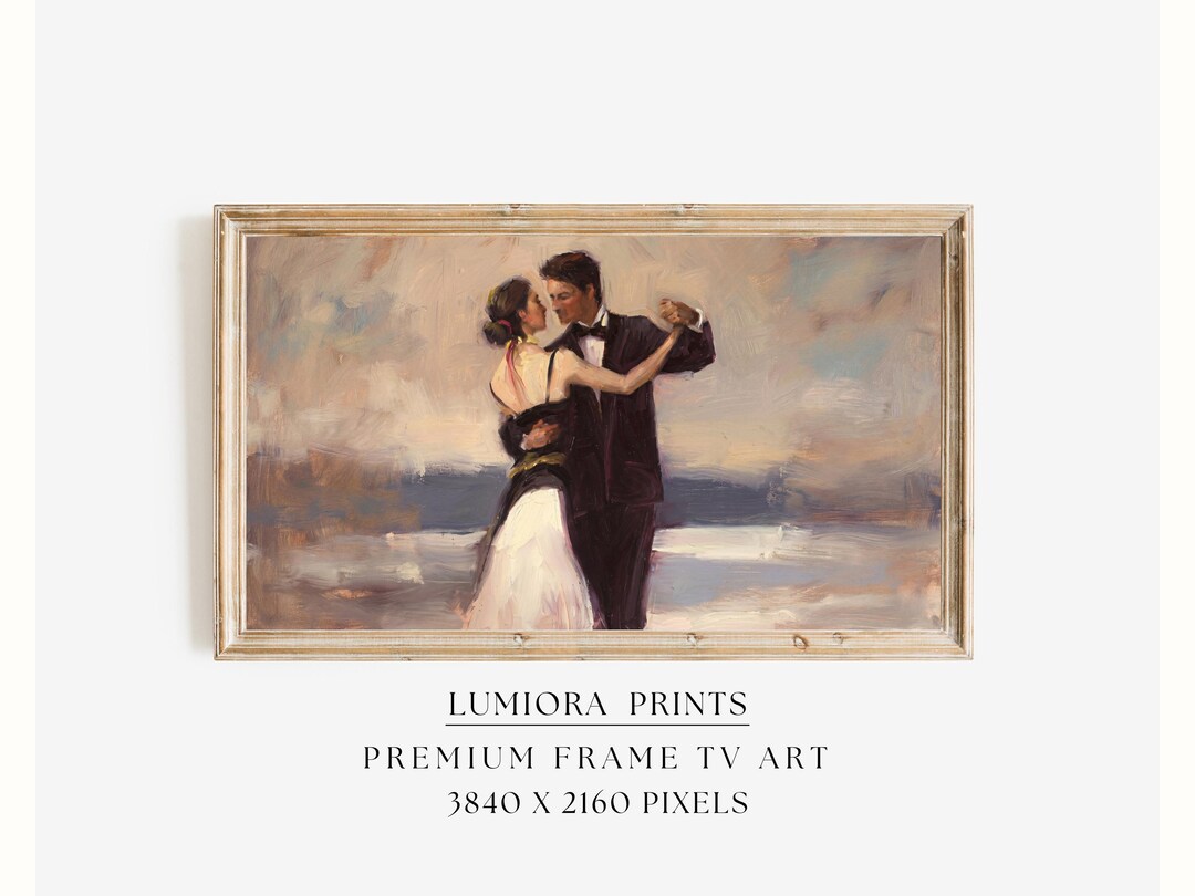 Romantic Love Dancing Frame TV Art, Elegant Couple Waltz, Vintage ...