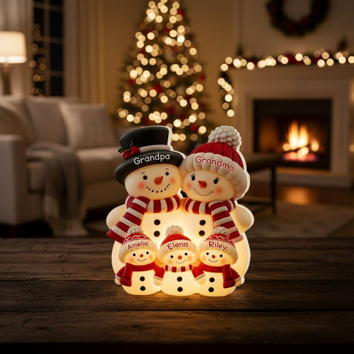 Custom Snowman Light Box,3d Effect Acrylic Light Box,grandma Grandpa ...