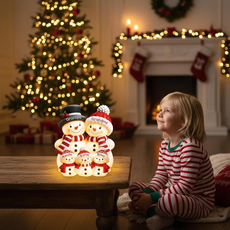 Custom Snowman Light Box,3d Effect Acrylic Light Box,grandma Grandpa ...