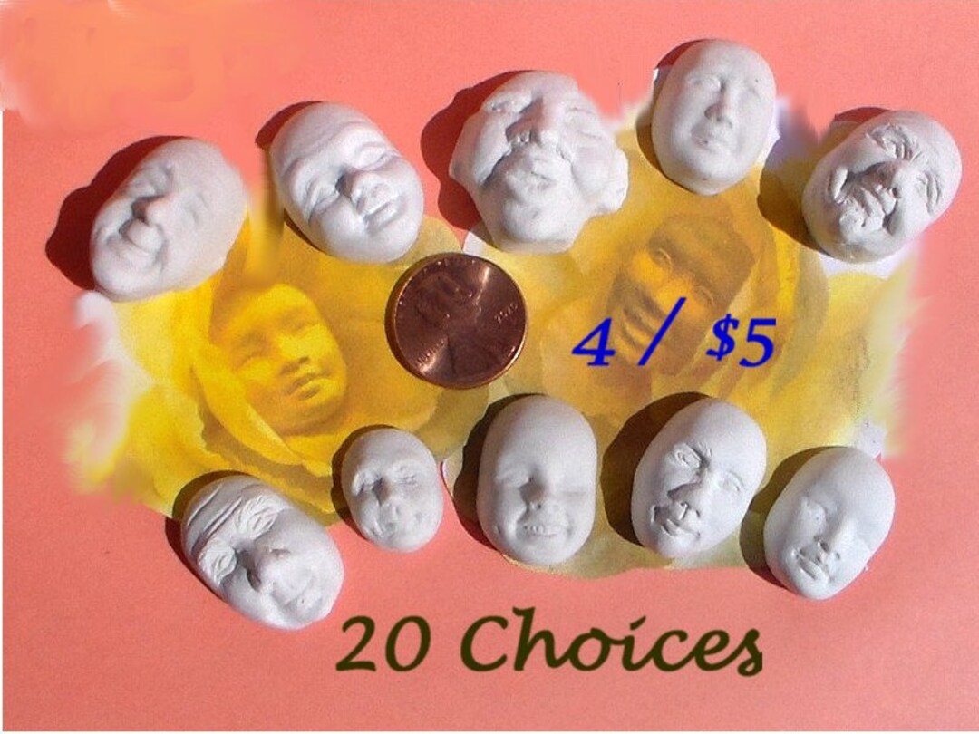 Miniature Faces Craft 3D Flat Back - Etsy