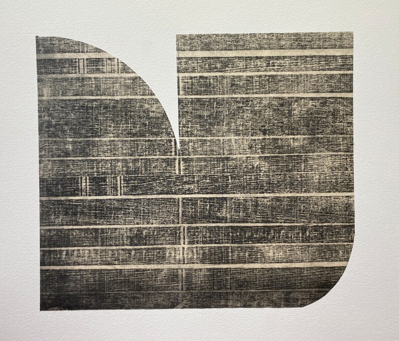 Etching Print. Affordable Art. Monotype. Graphite, White Tan, Wood ...