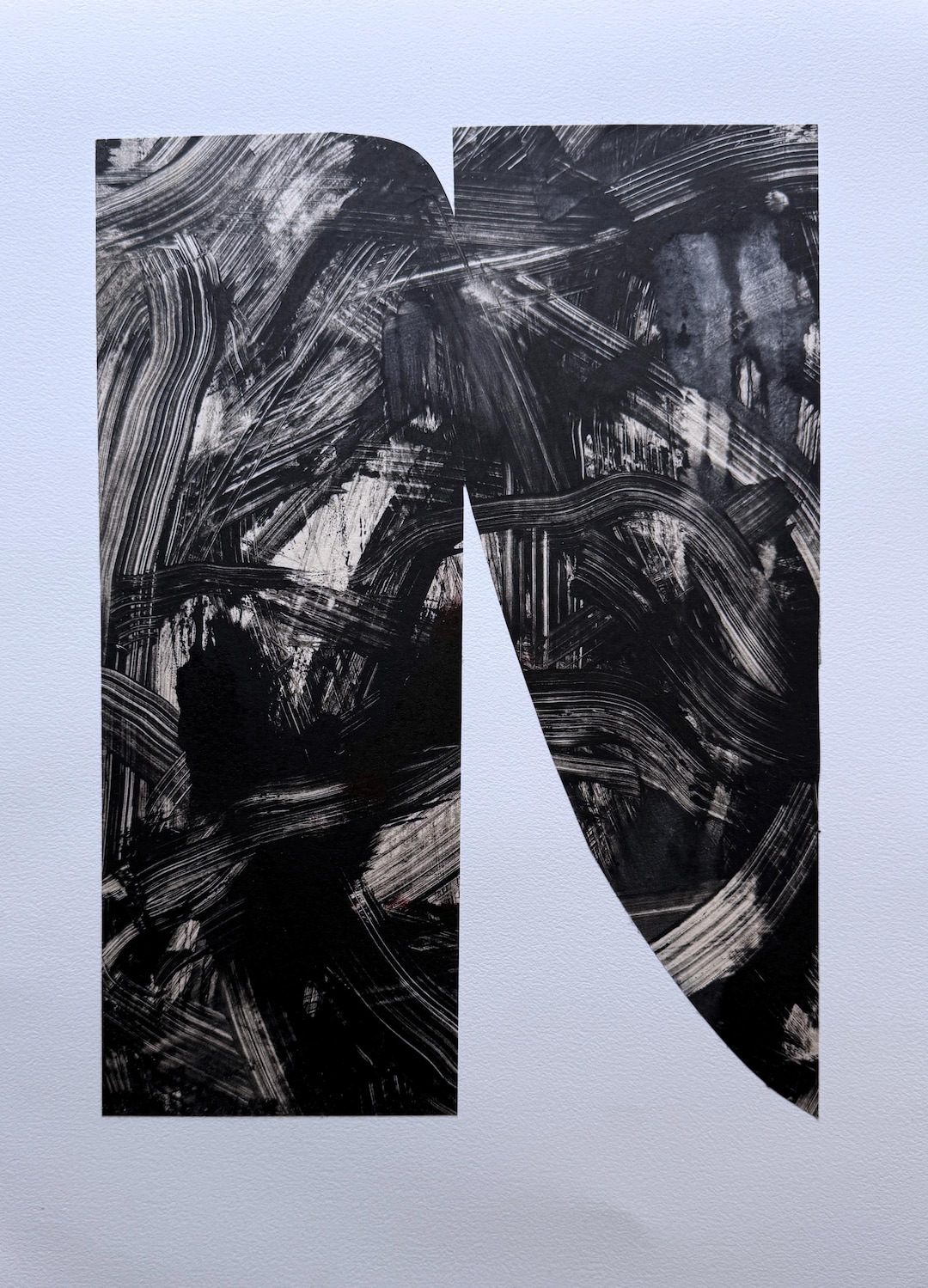 Abstract Monotype Print: Black and Tan Handmade Art (15" X 20") - Etsy