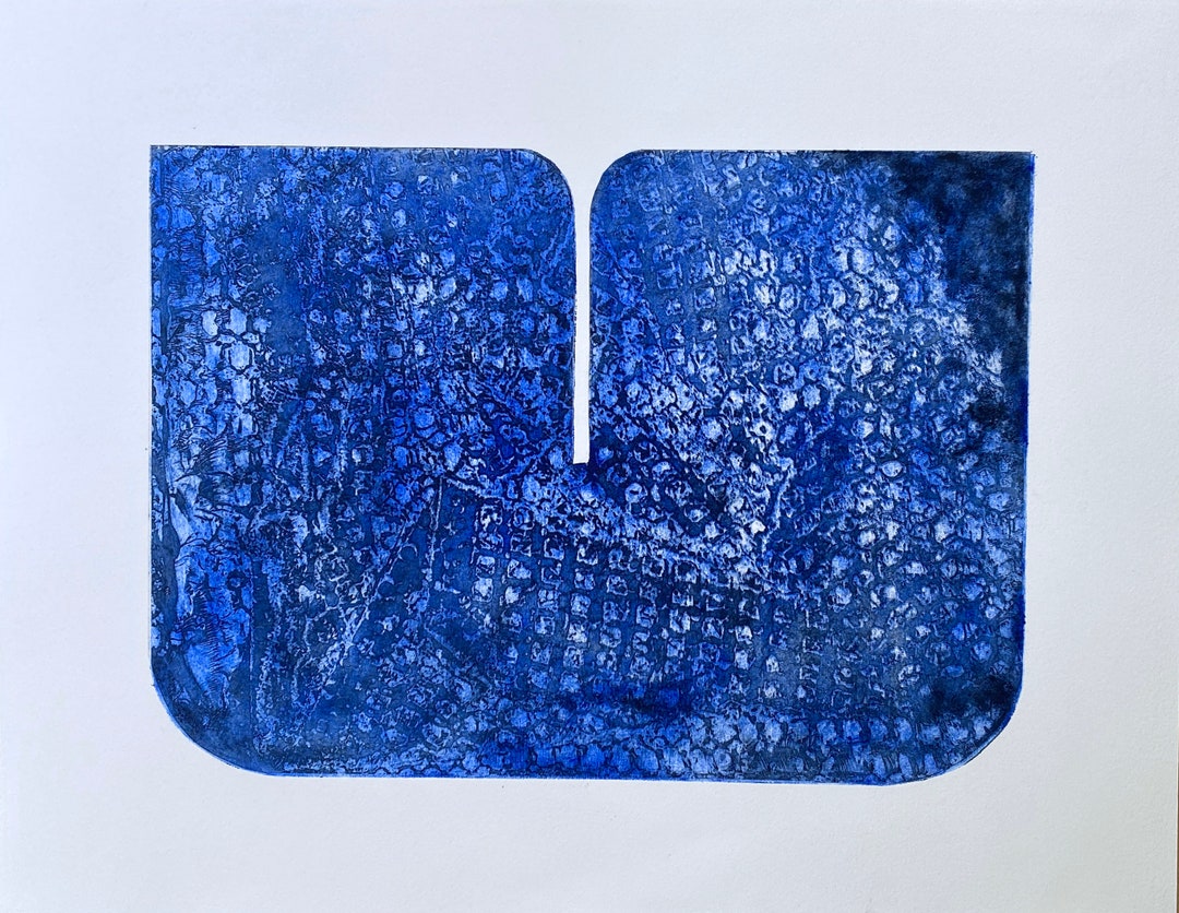 Contemporary Print . Intaglio. Modern Art. Seam 2 in Blue. Unframed ...
