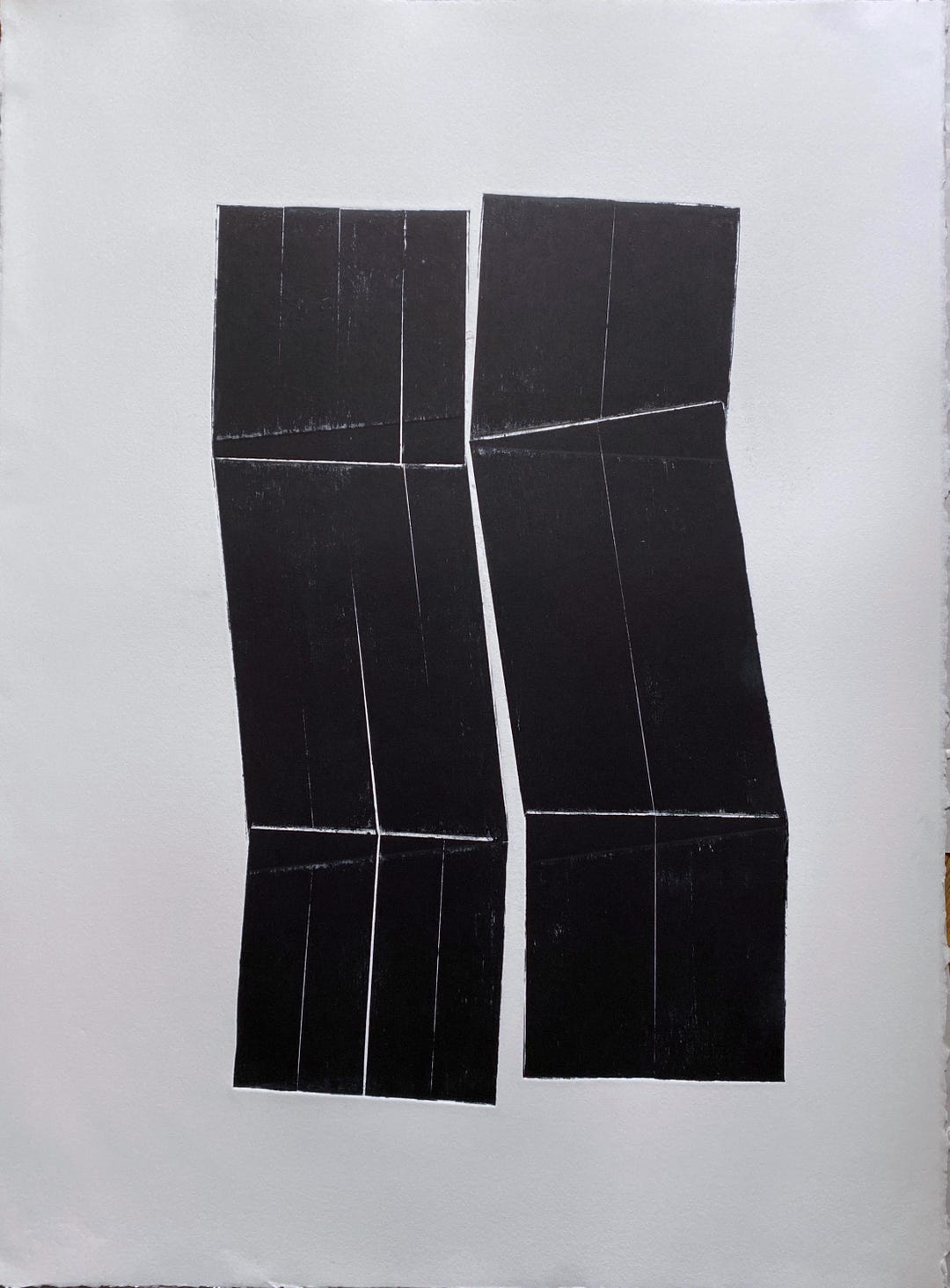 Modern Collagraph Print: Abstract Black & White Wall Art (22x30 ...