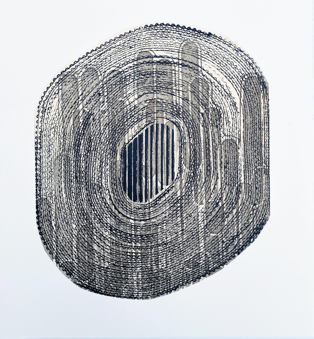Monoprint Collagraph: Black & Tan Abstract Art Print (15x16 Unframed ...