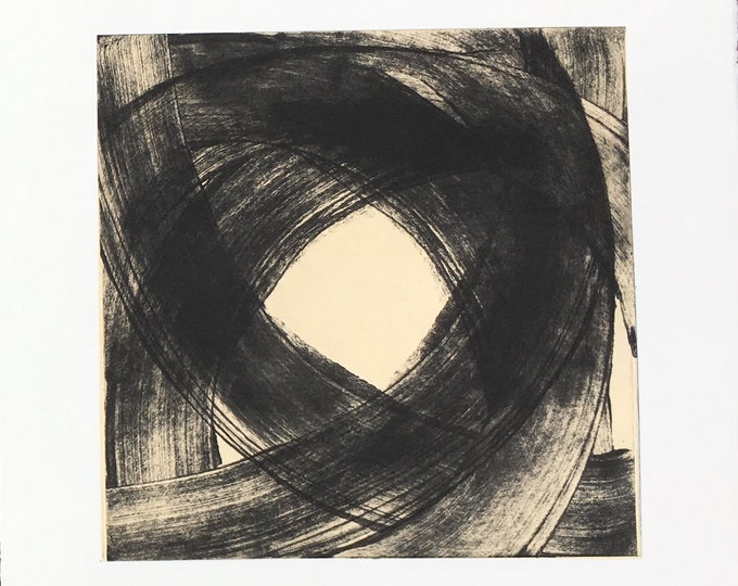 Minimalist Print. Contemporary Art . Monoprint: Gathering (in Black ...