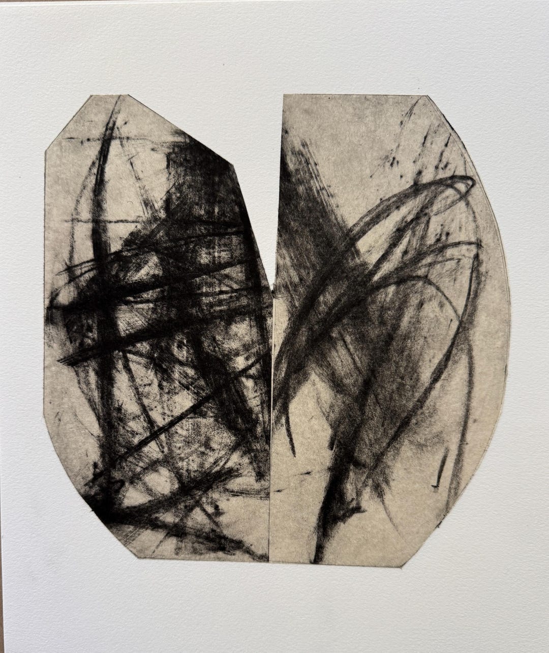 Contemporary Print . Intaglio. Modern Art. " Lotus" in Black , Tan and ...