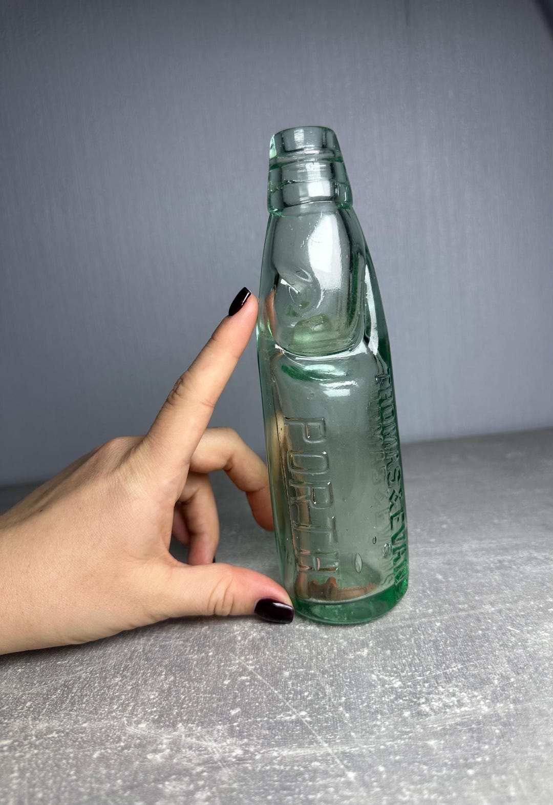 Antique Welsh Codd Neck Marble Bottle Thomas & Evans Porth ~1900s Pre ...
