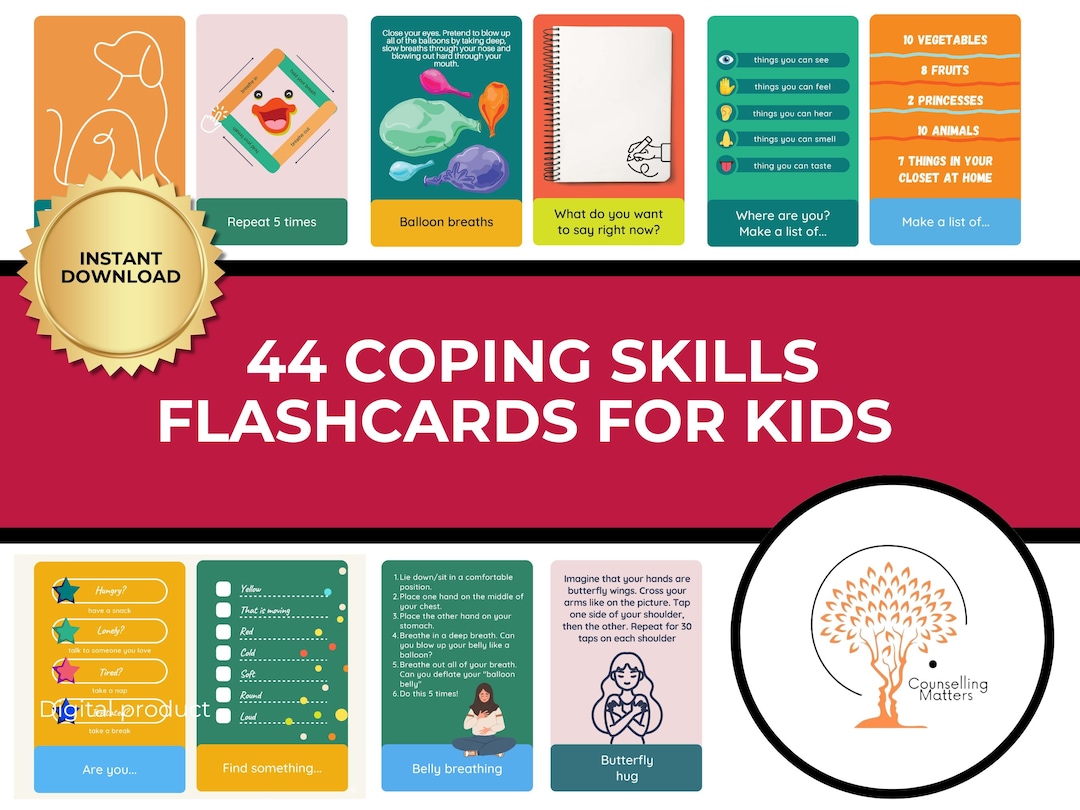 Coping Skills Flashcards for Kids | Emotional Regulation and ...
