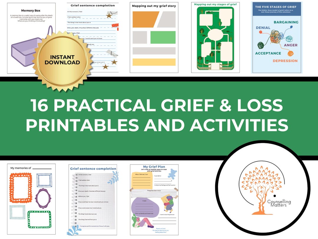 Grief Worksheets, Activities and Growth Mindset Grief Posters to Help ...