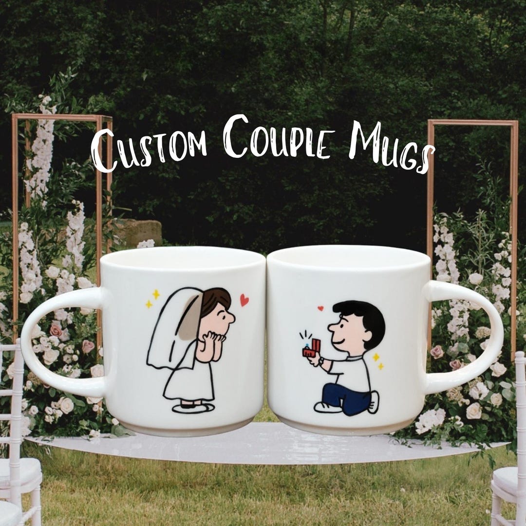 Custom Couple Mugs | Matching Mug Set for Engagement | Personalized ...