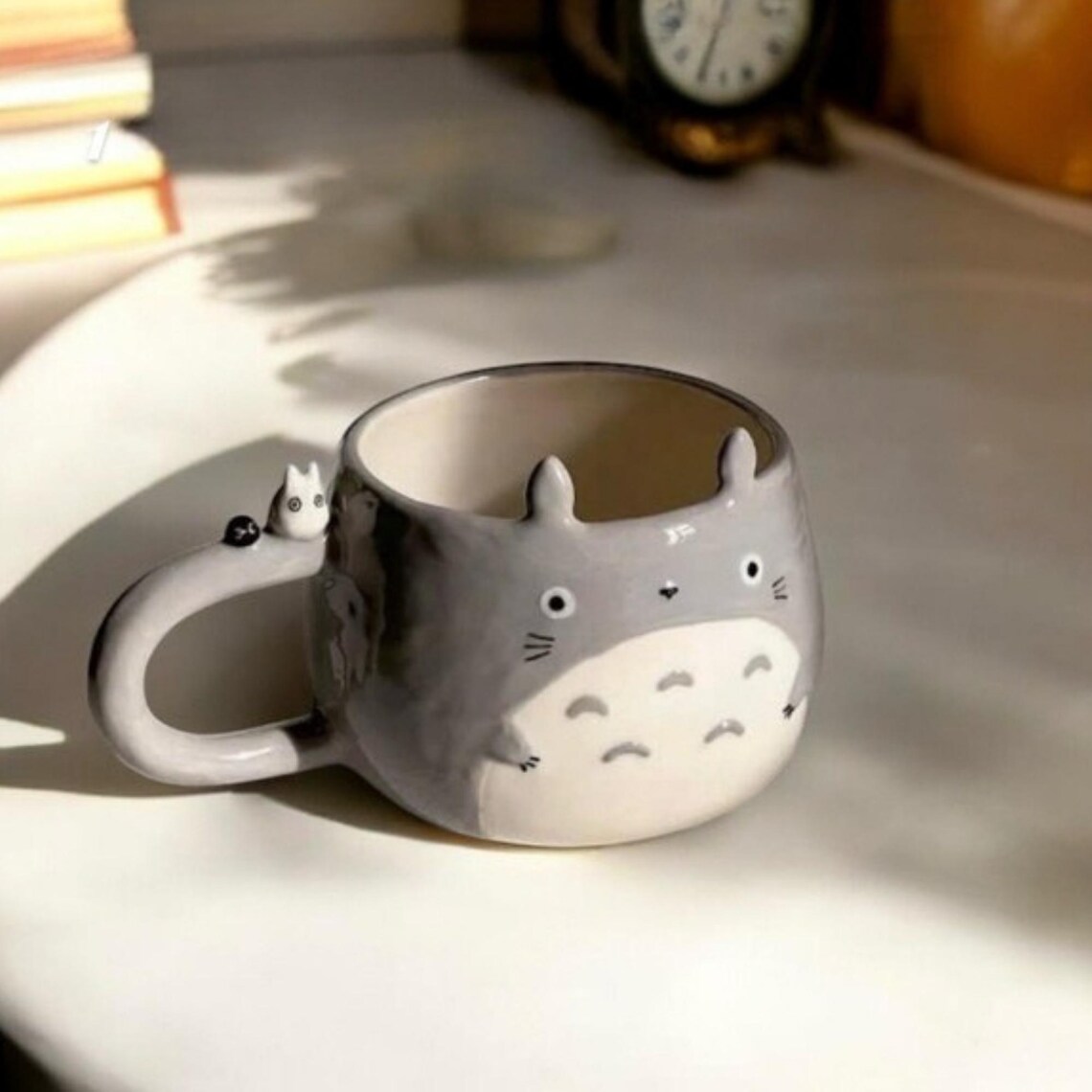 Totoro Mug, Handmade Ceramic Coffee Cup 15.2 Oz | Cute Gray Kawaii ...