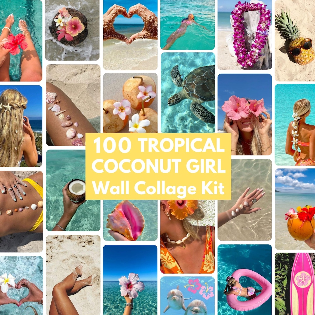 Tropical Coconut Girl Aesthetic Wall Collage Kit (digital Download) - Etsy