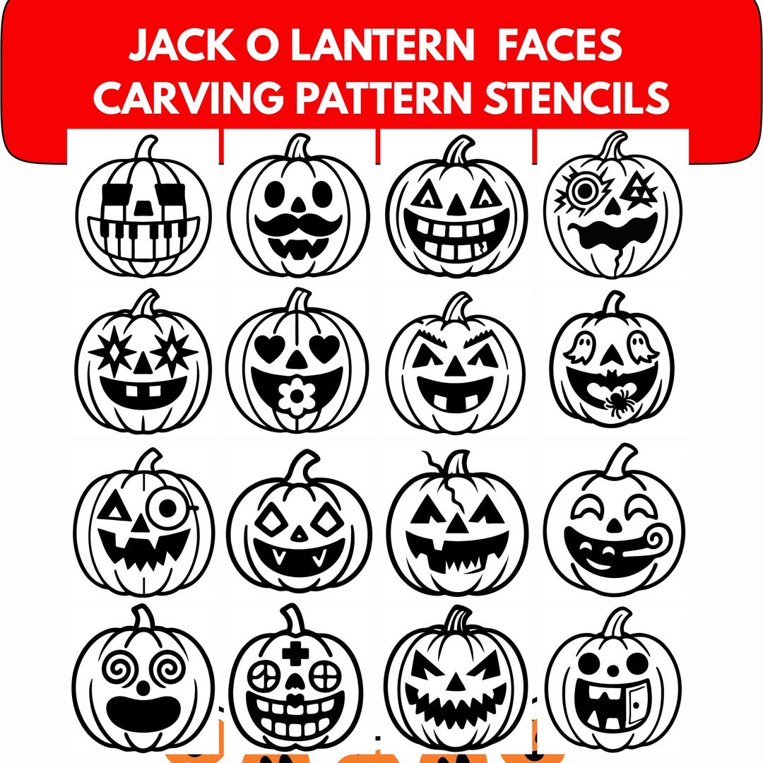 100+ Jack O' Lantern Face Stencils: Printable Pumpkin Carving SVG PNG ...