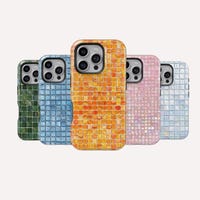 Boho Mosaic Tile Phone Case, Silver Glass Tile Magsafe Cover, Modern ...