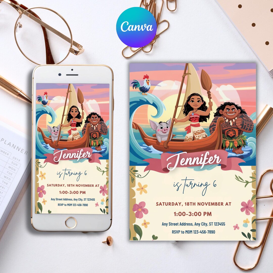 Editable Mona Birthday Invitation , Kids Theme Party Invitation ...