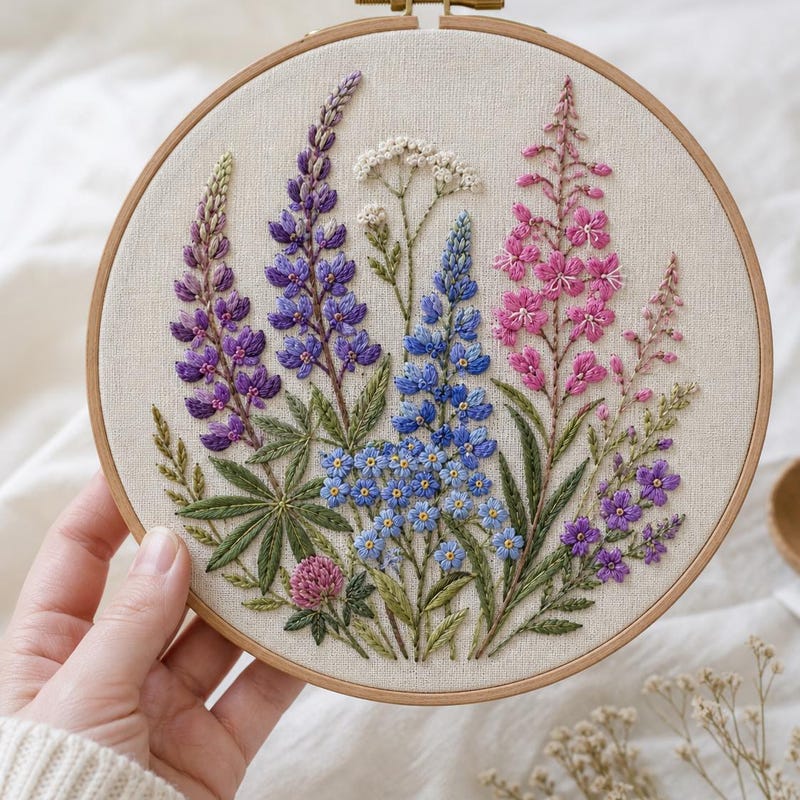 Lupin Embroidery Pattern - Etsy