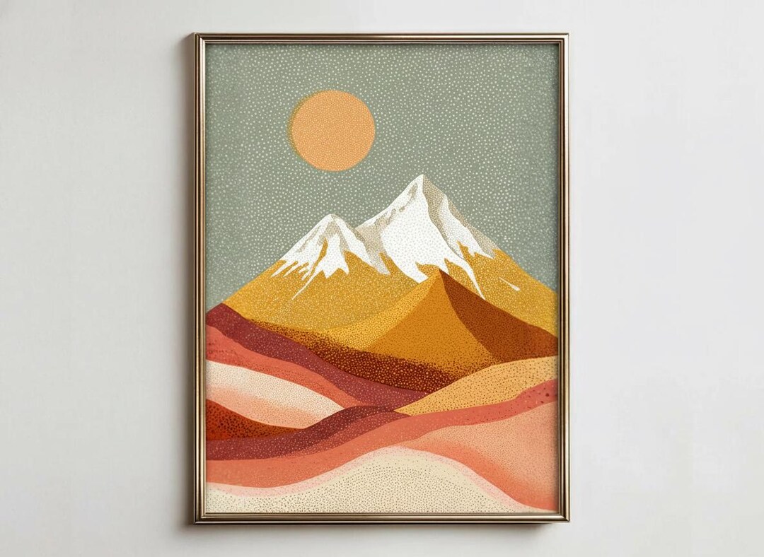 Abstract Mountain Print, Desert Landscape Wall Art | Warm Earth Tone ...